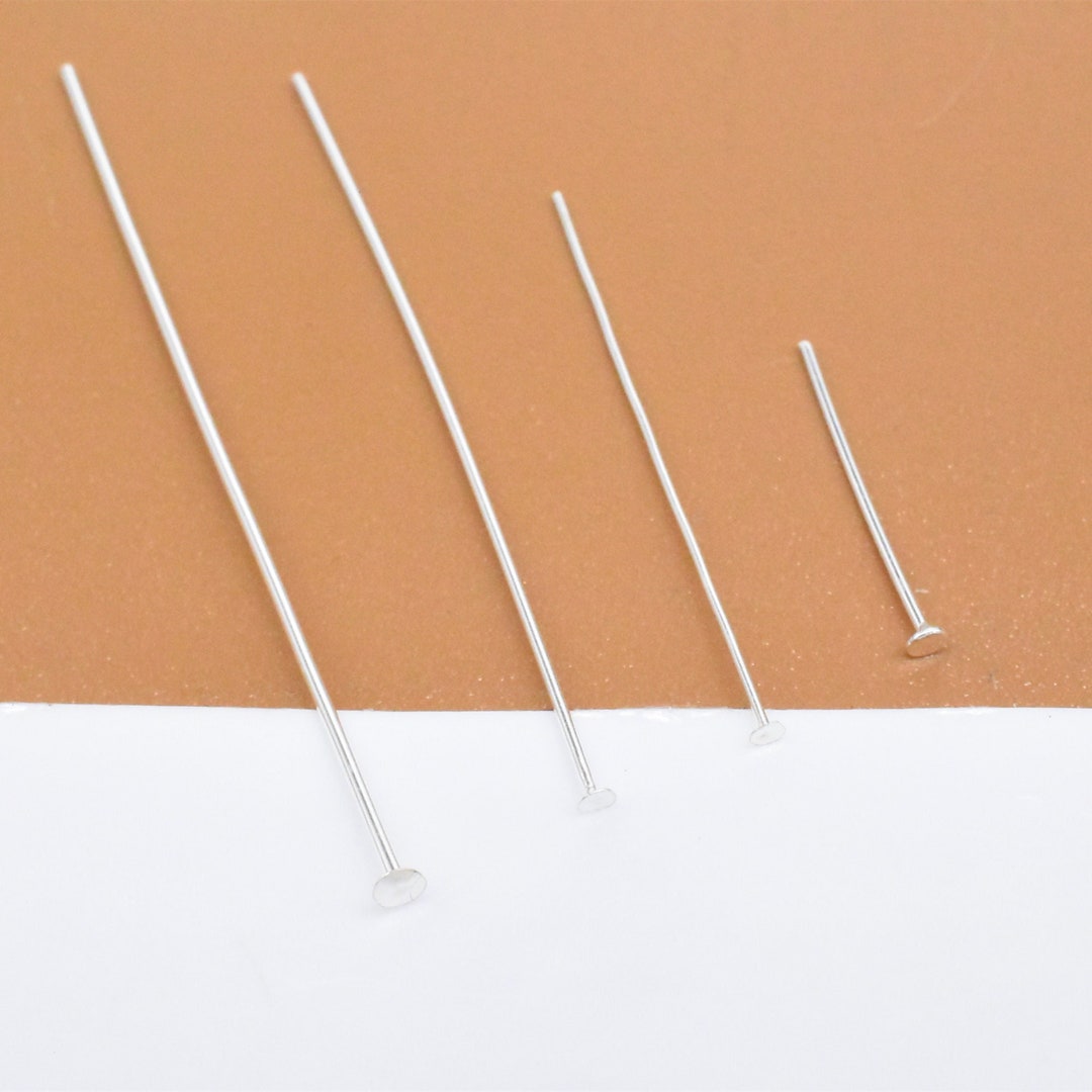 50 Sterling Silver Headpins, 925 Silver Flat Head Pins, Silver Needles ...