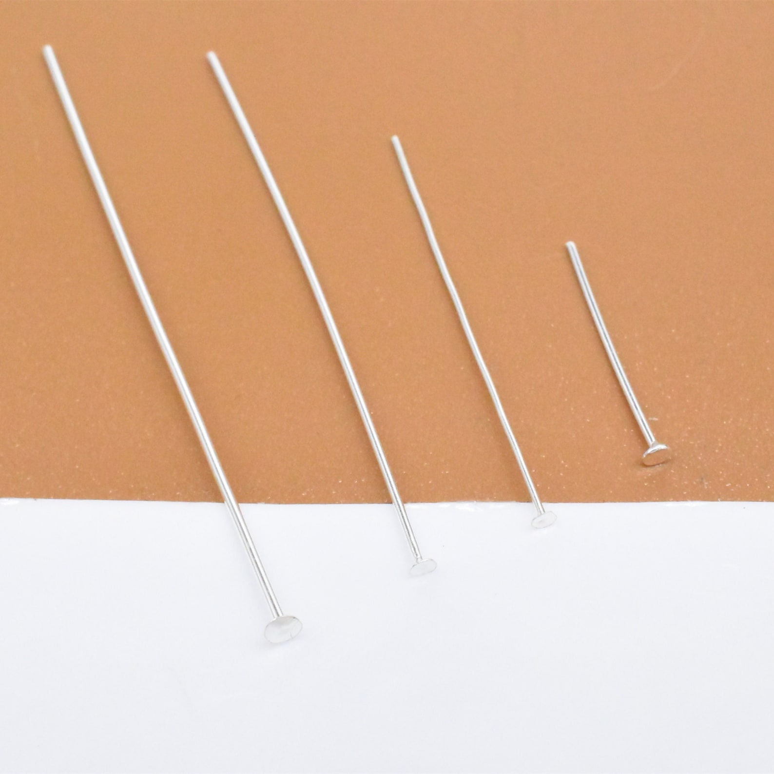 50 Sterling Silver Headpins, 925 Silver Flat Head Pins, Silver Needles ...