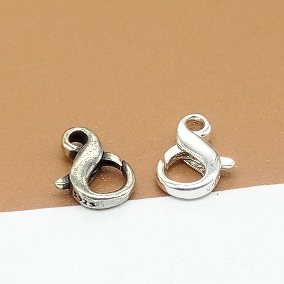 4 Sterling Silver Infinity Lobster Clasps, Small 925 Silver Trigger ...