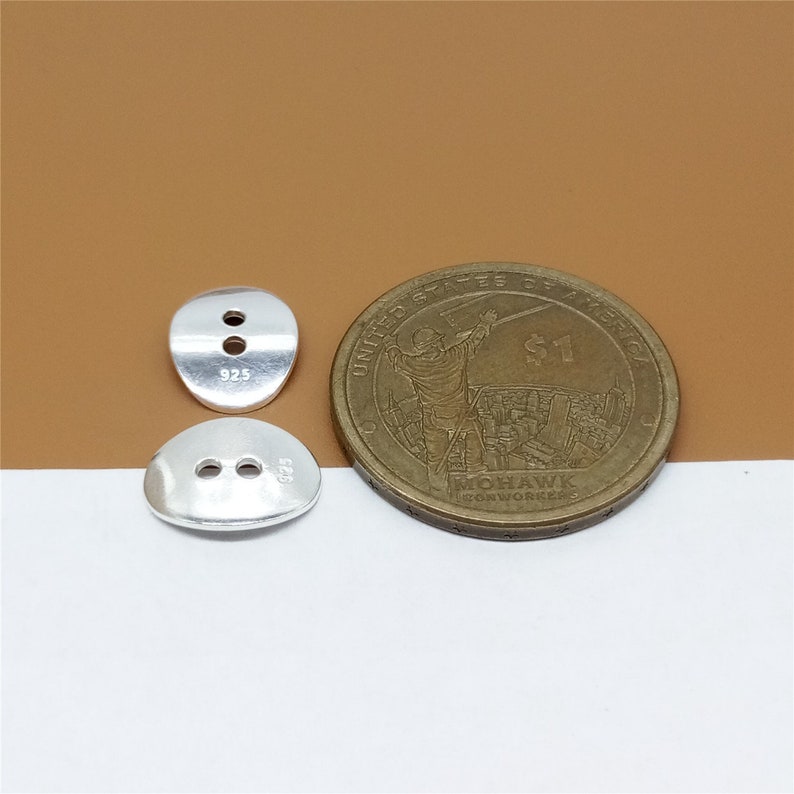 6 Sterling Silver Buttons Oval Button Beads Plain Buttons - Etsy