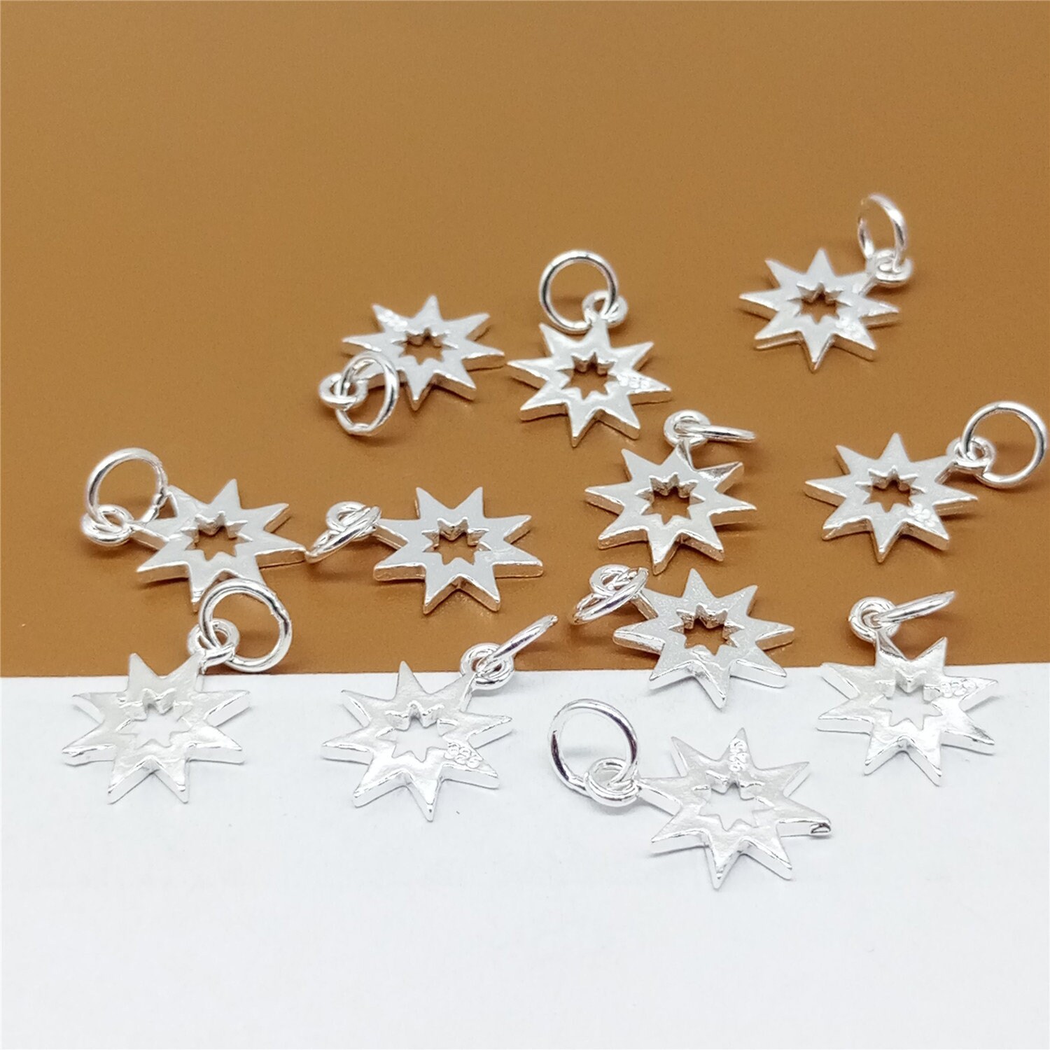 10 Sterling Silver Sun Charms Small Sunshine Charms Shiny | Etsy
