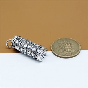 Sterling Silver Om Locket Pendant, Heavy 925 Silver Prayer Box ...