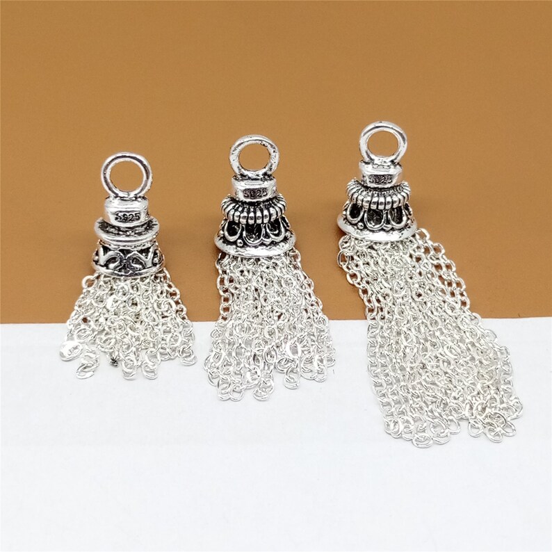 2 Sterling Silber Quaste Charms für Quaste Halskette, 925 Silber Kette ...