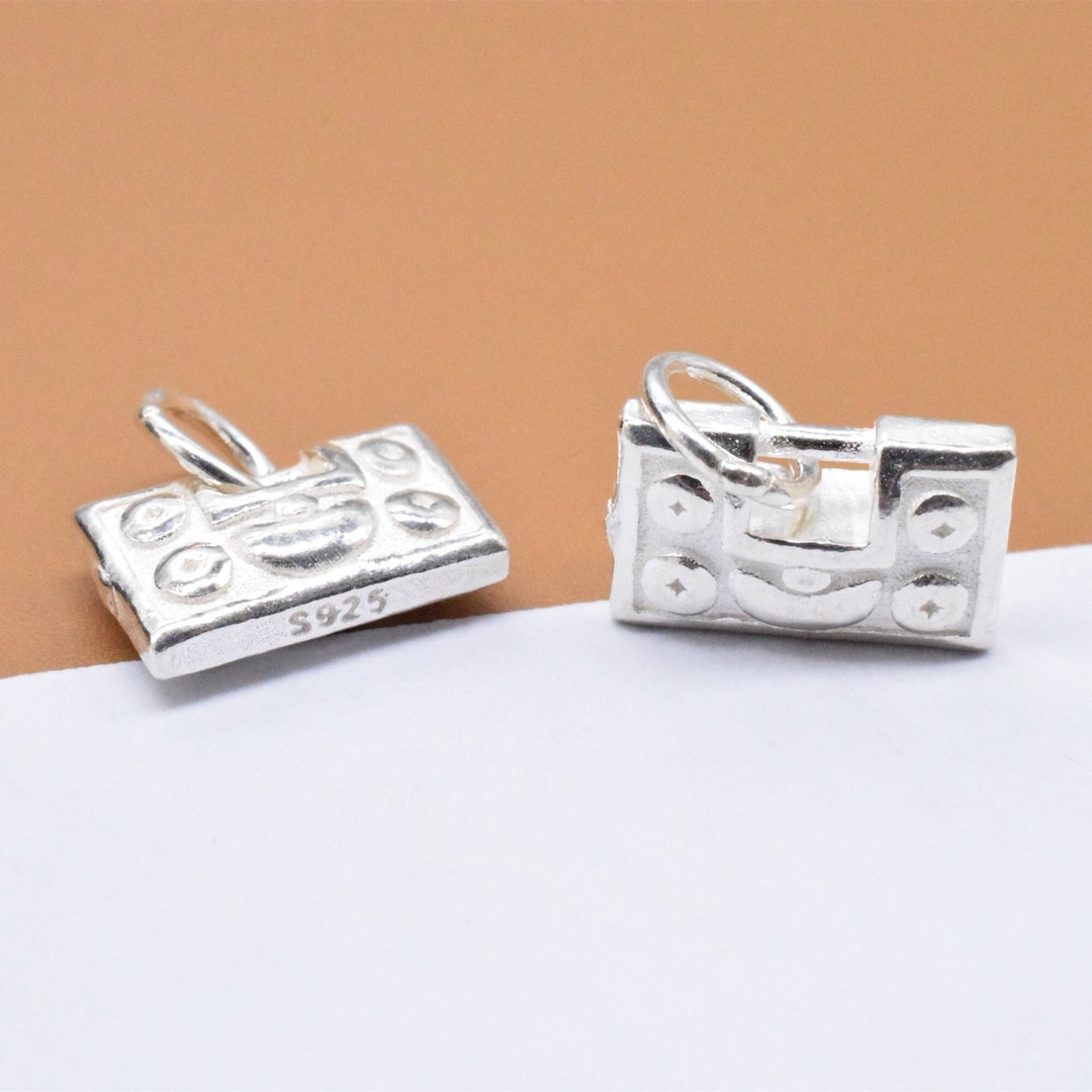 2 Sterling Silver Longevity Lock Charms 2-sided, 925 Silver Small Lock ...