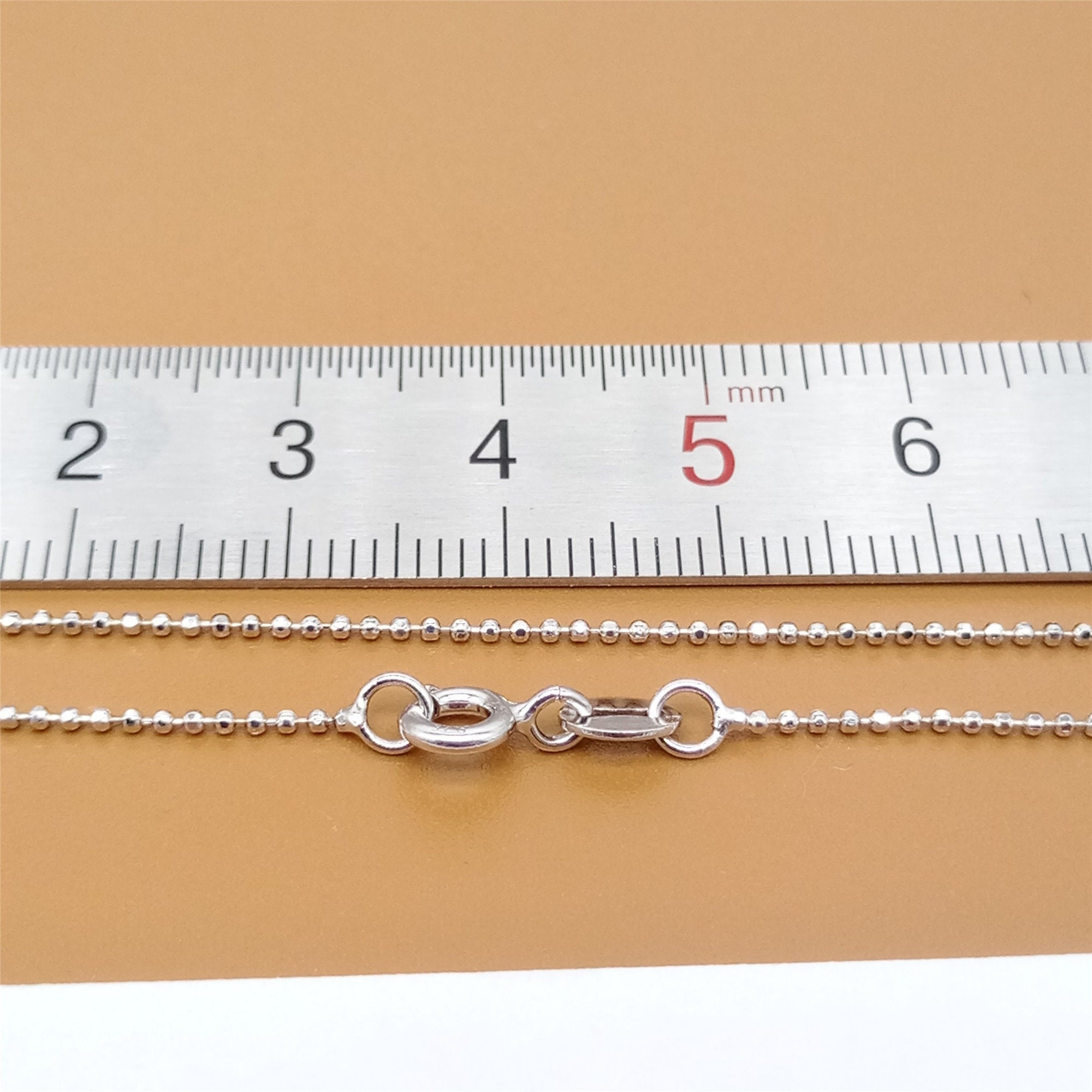 Sterling Silver Diamond Cut Bead Chain W/ Rhodium Plated 925 - Etsy