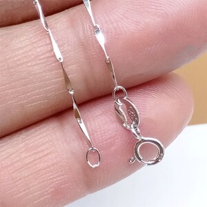 Sterling Silver Dapped Bar Chain W/ Rhodium Plated, 925 Silver Tarnish ...