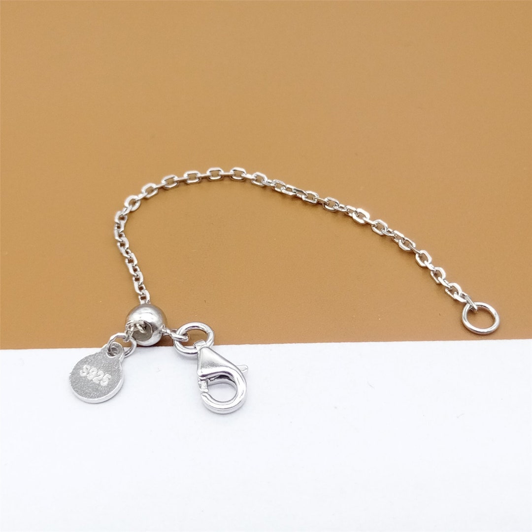 Sterling Silver Extension Chain Rhodium Plated W/ Lobster Clasp, 925 ...