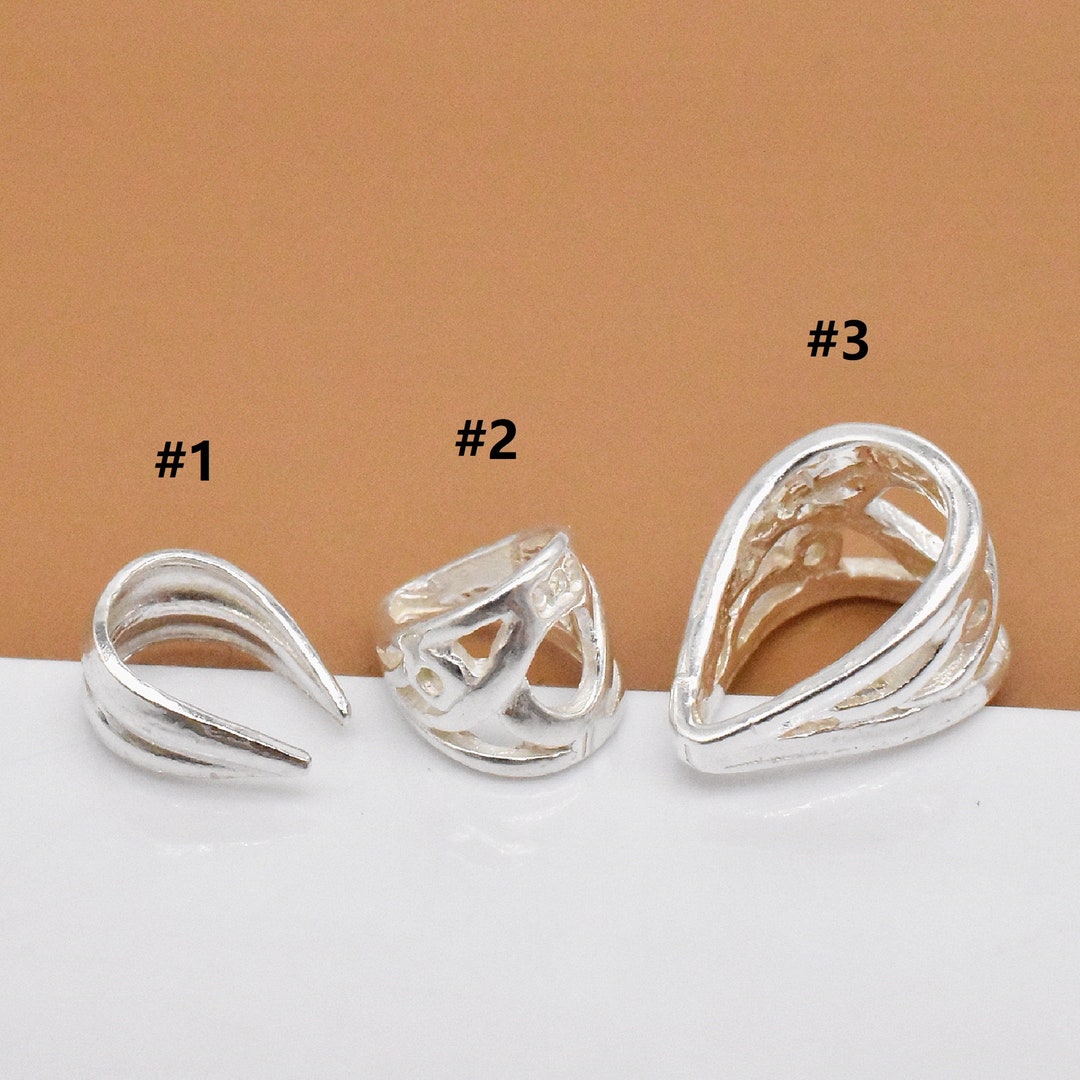 10 Sterling Silver Bails Open or Closed, 925 Silver Pinch Bails ...