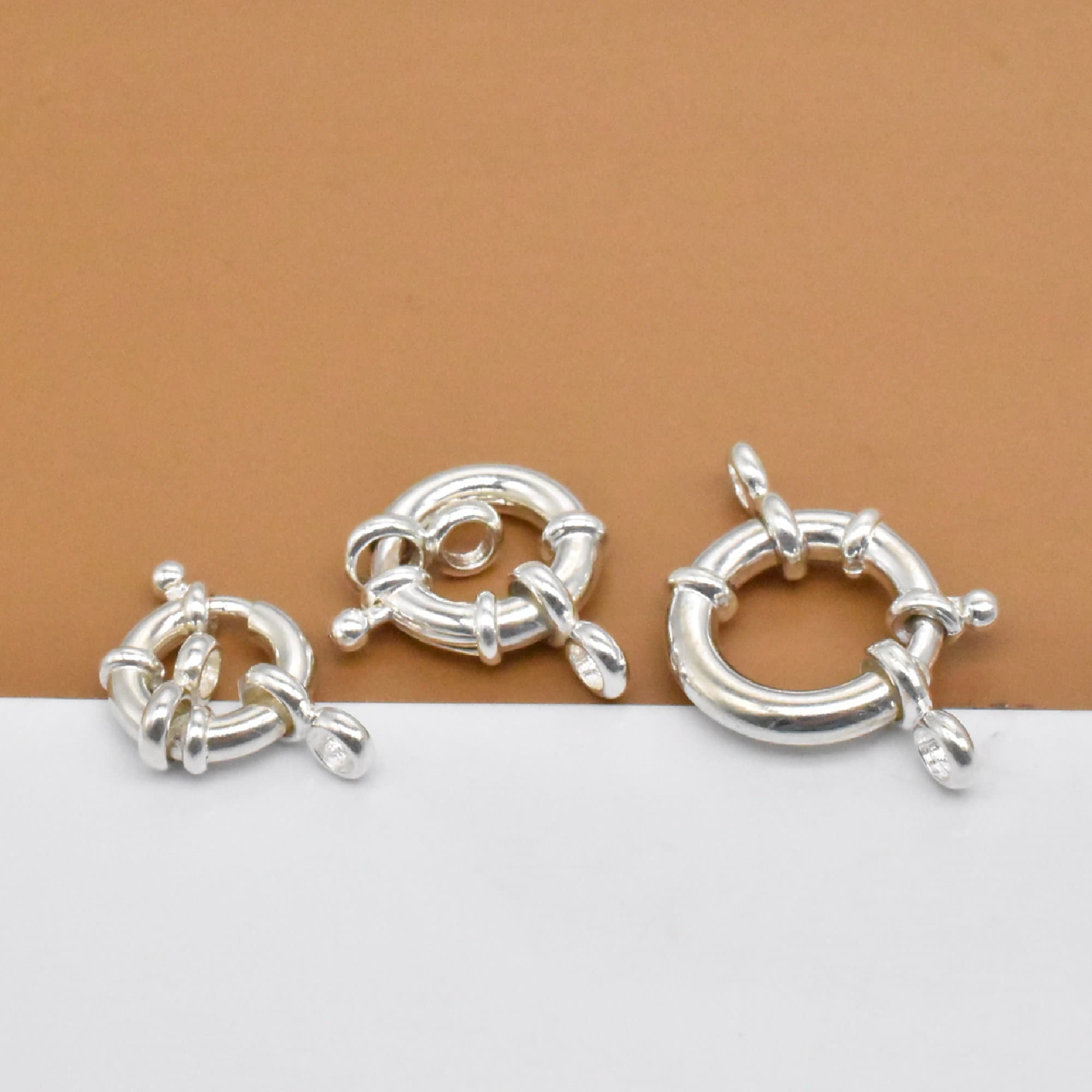 Sterling Silver Spring Ring Clasp, 925 Silver Pearl Clasp, Spring Ring ...