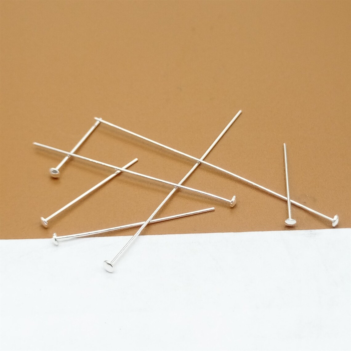 50 Sterling Silver Round Flat Head Pins 925 Silver Flat Round - Etsy