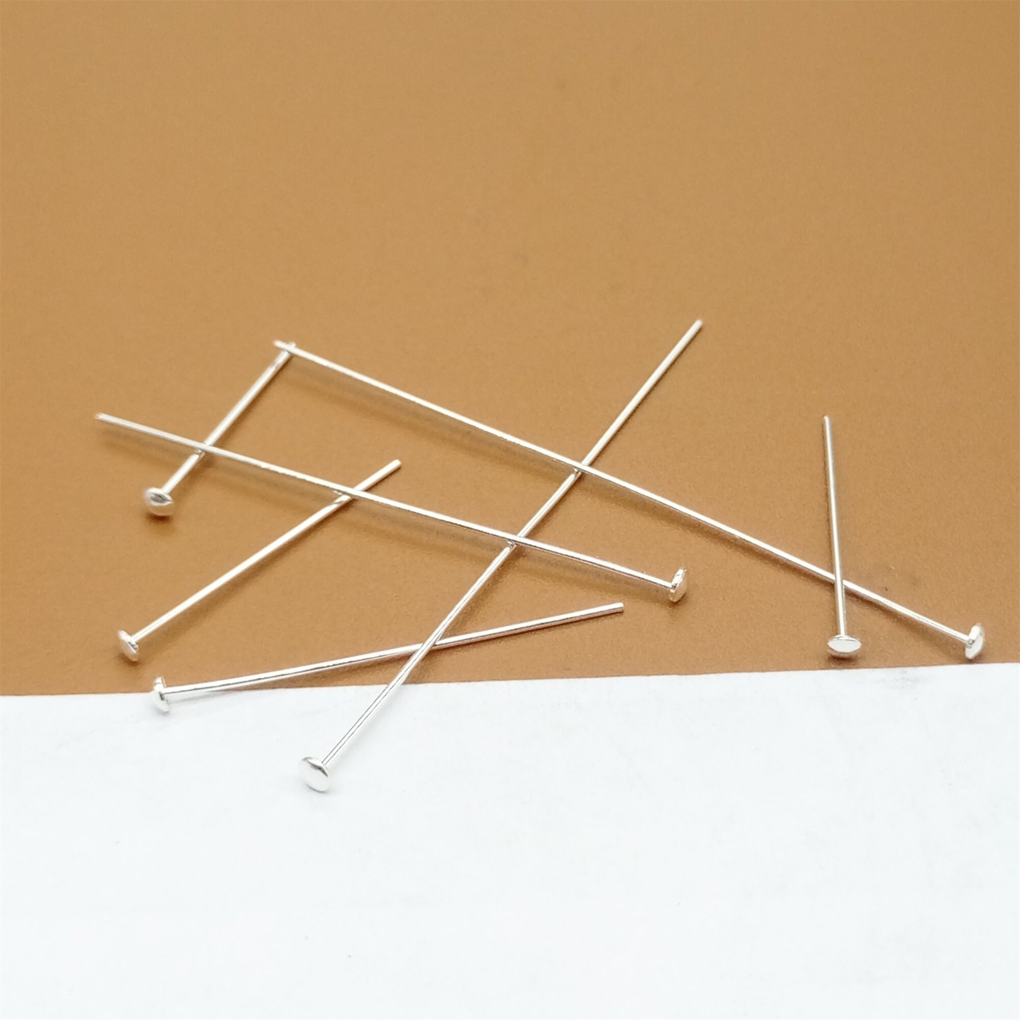 50 Sterling Silver Round Flat Head Pins 925 Silver Flat Round - Etsy