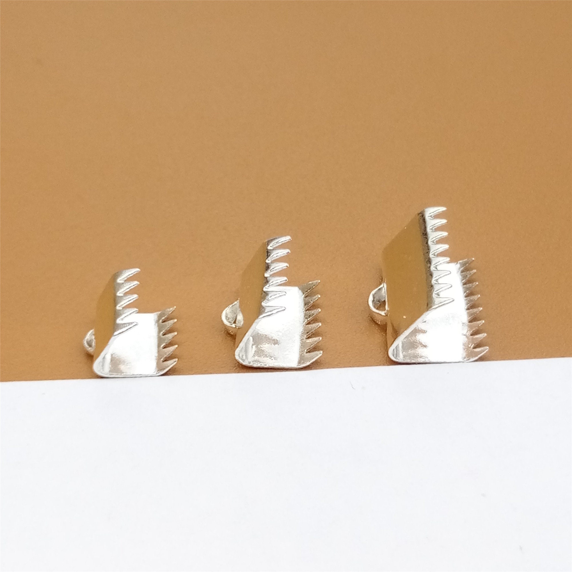 10 Sterling Silver Ribbon Crimp Ends 925 Silver Ribbon Ends | Etsy