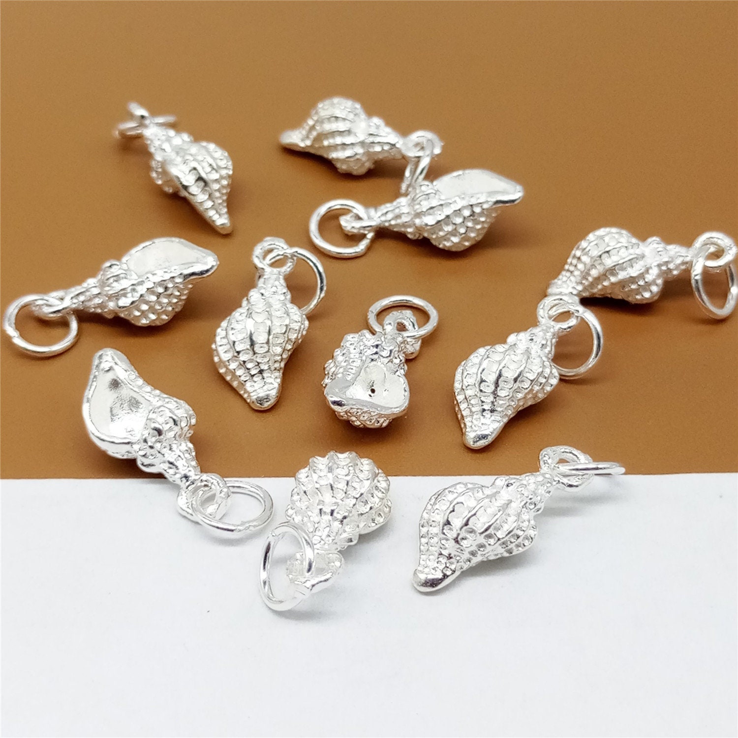 5 Sterling Silver Conch Charms Shiny Conch Shell Charms 925 | Etsy