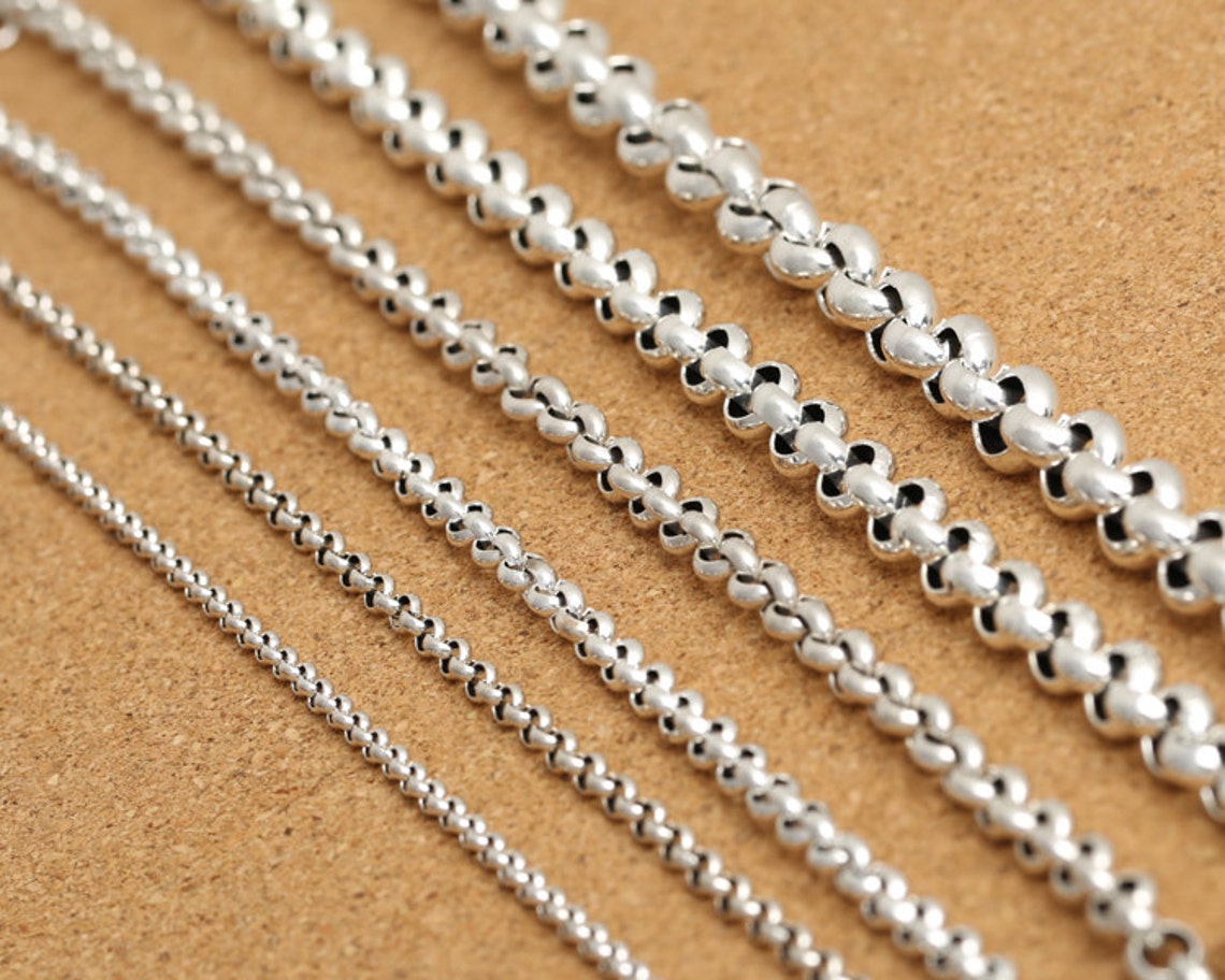 Sterling Silver Rolo Chain 925 Silver Belcher Chain Rolo - Etsy
