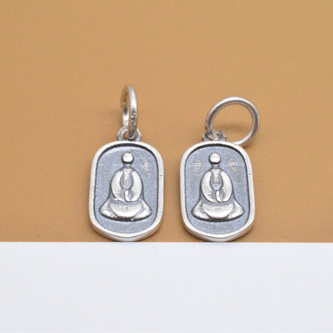4 Sterling Silver Buddha Charms, 925 Silver Sitting Buddha Charm ...