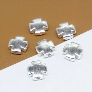 2 Sterling Silver Iron Cross Beads, Red Cross Beads, 925 Silver Cross ...