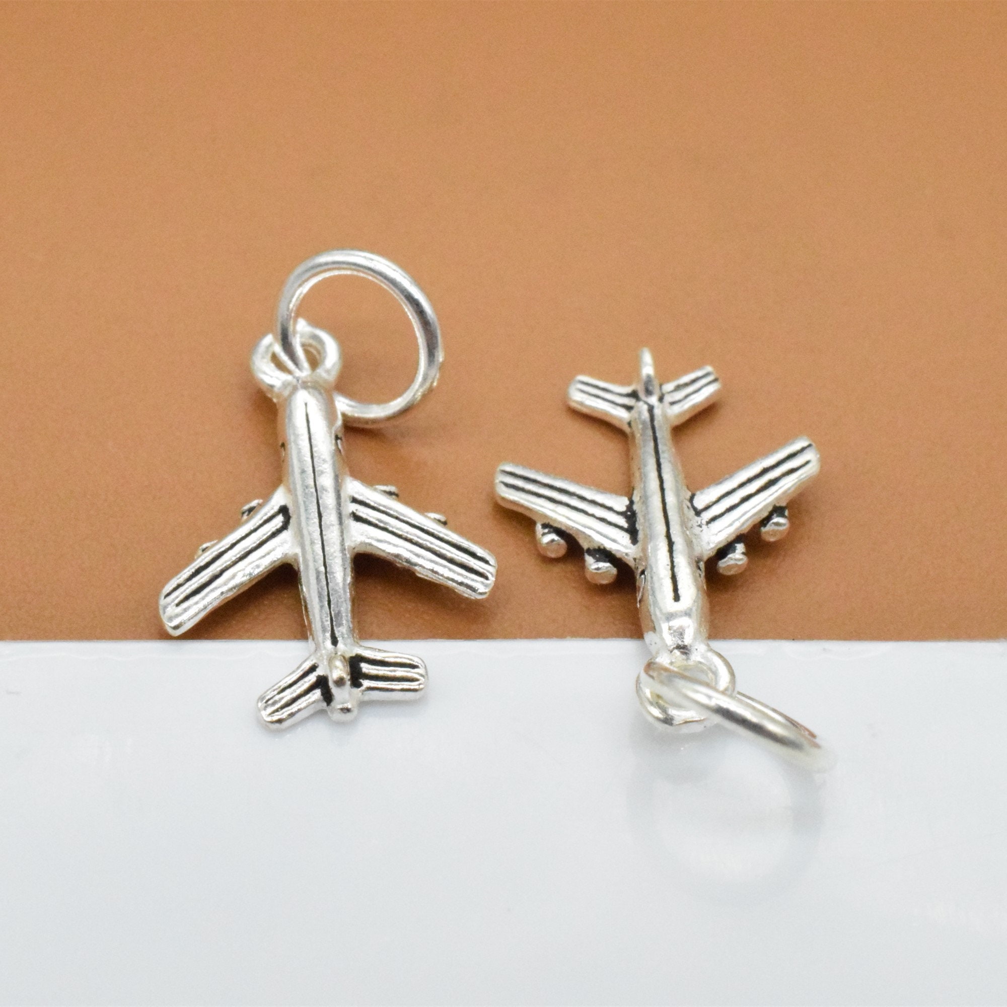 6 Sterling Silver Airplane Charms, 925 Silver Airplane Charms, Bracelet ...