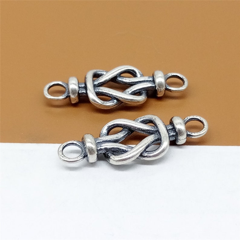 Sterling Silver Bow Knot Connector Charms, 925 Silver Knot Chharms ...