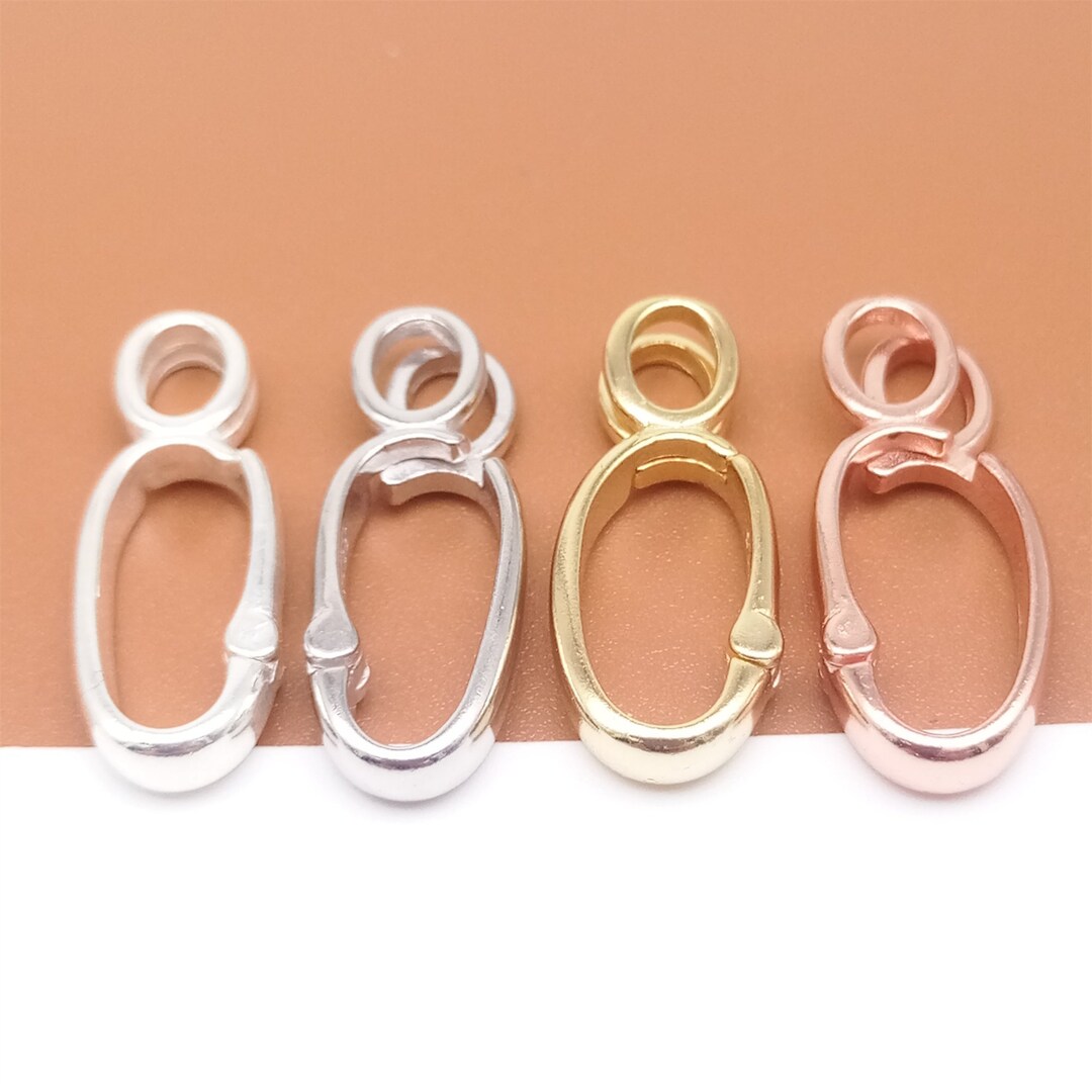 2 Sterling Silver Oval Pendant Bails, 925 Silver Open Bail, Charm Bail ...