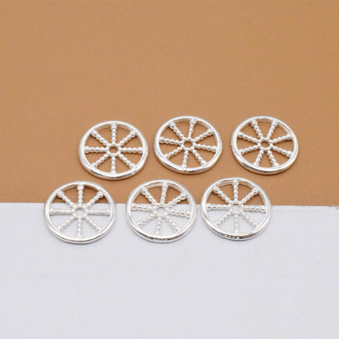 10 Sterling Silver Wheel Nautical Bead Spacer, 925 Silver Nautical Bead ...