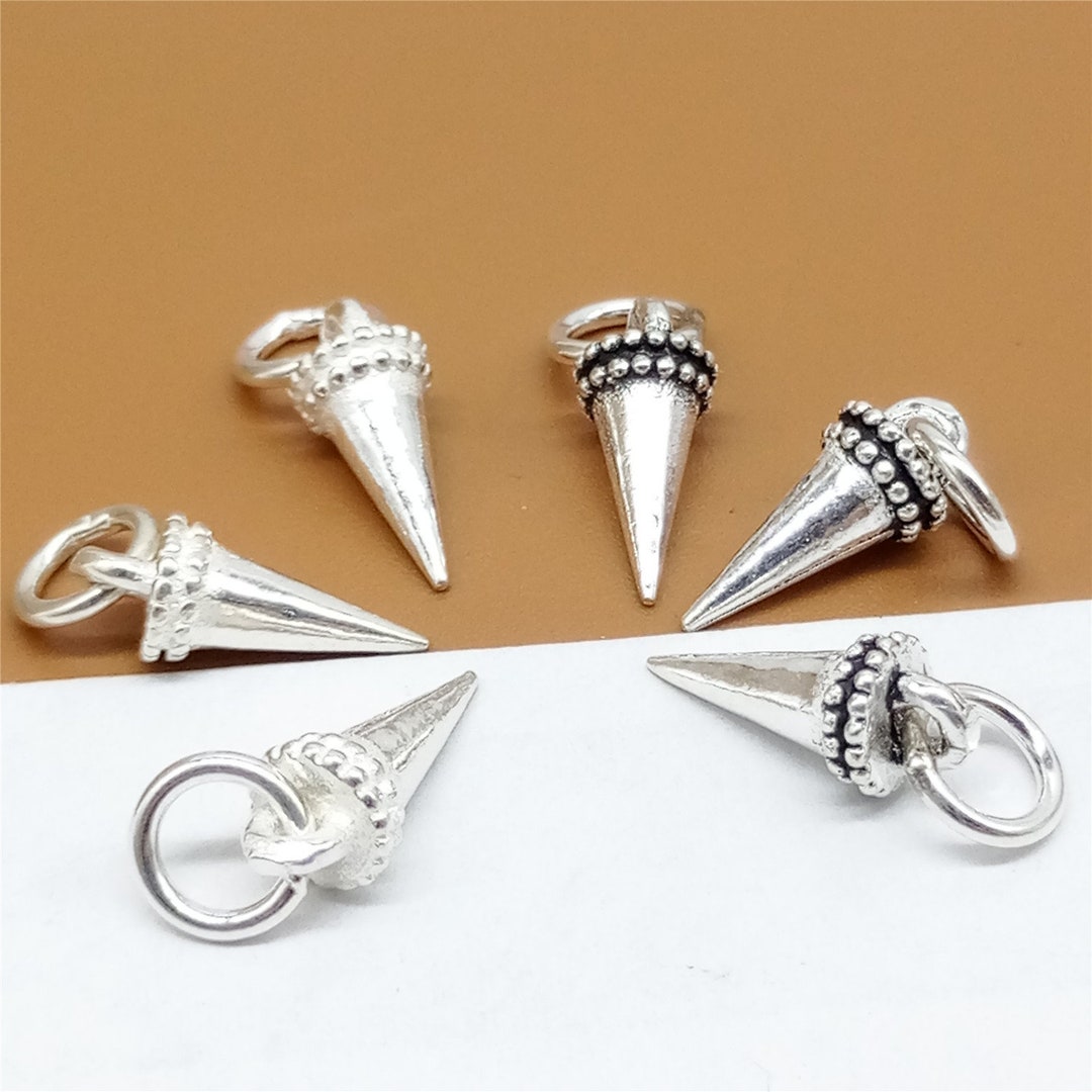 6 Sterling Silver Spike Charms, 925 Silver Spike Charms, Spike Pendants ...