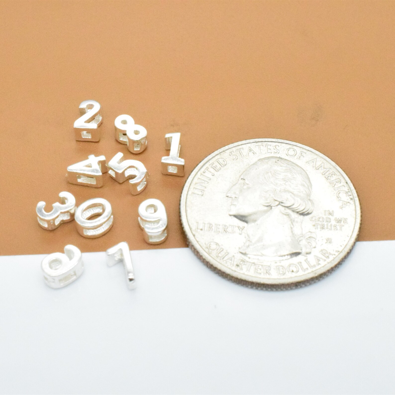 10 Sterling Silver Number Slider Beads, 925 Silver Number Slide Beads ...