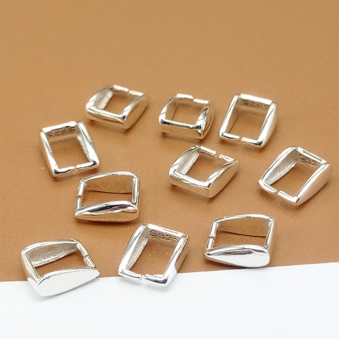 10 Sterling Silver Drop Pinch Bails, Water Drop Pinch Bail, 925 Silver ...