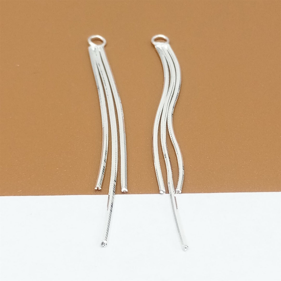 2 Pairs Sterling Silver Ear Wire Chains for Earring, Tassel Ear Wire ...