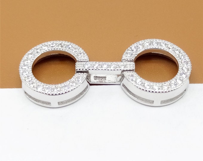 Sterling Silver Circle Clasp, S925 Silver Spring Round Pearl Clasp for ...