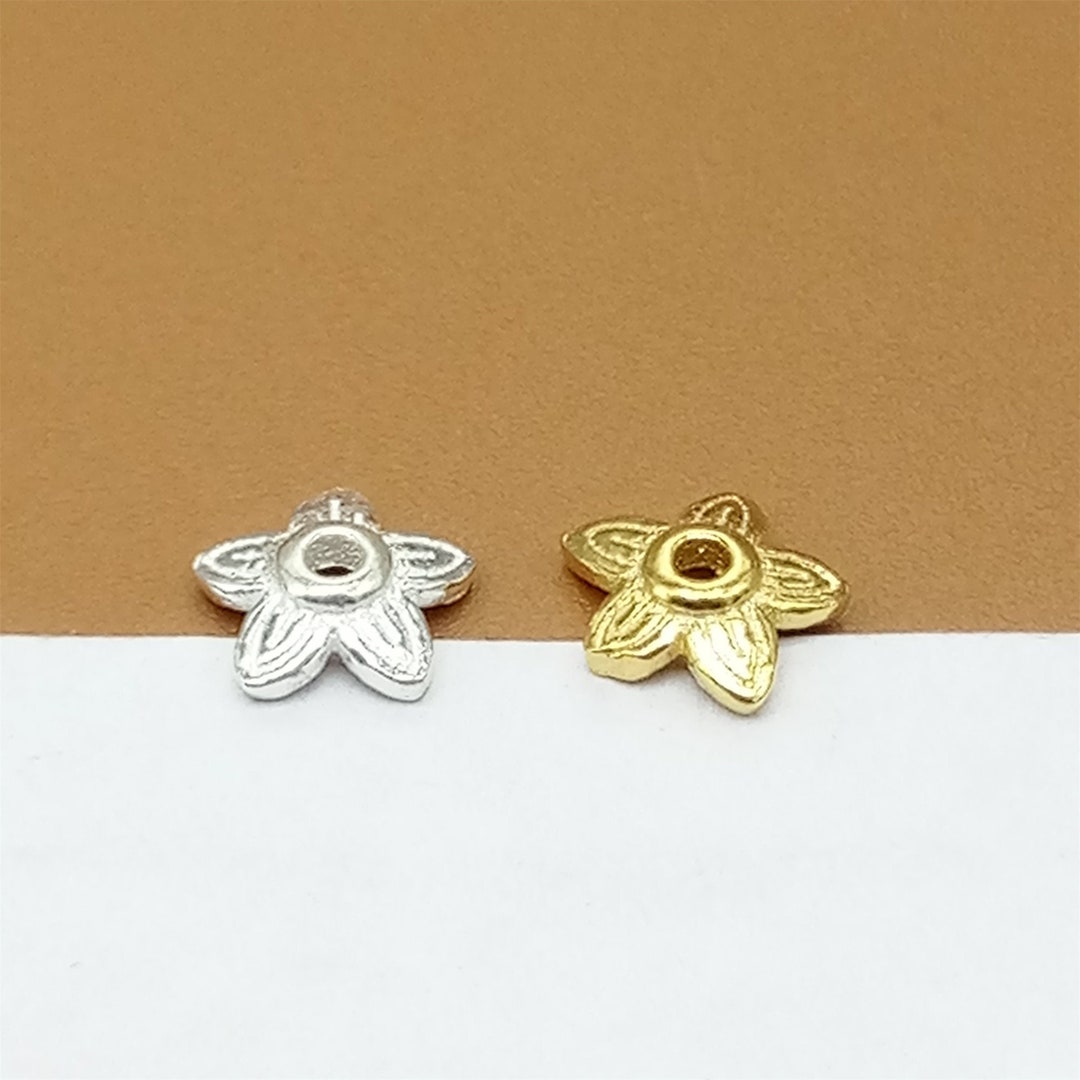 Sterling Silver Flower Bead Caps, Gold Plated Floral Bead Cap, 925 ...