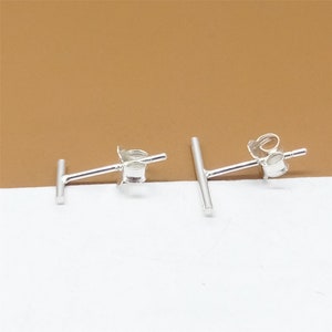 8 Pairs Sterling Silver Earring Bars W/ Stopper Nuts, 925 Silver T Bar ...