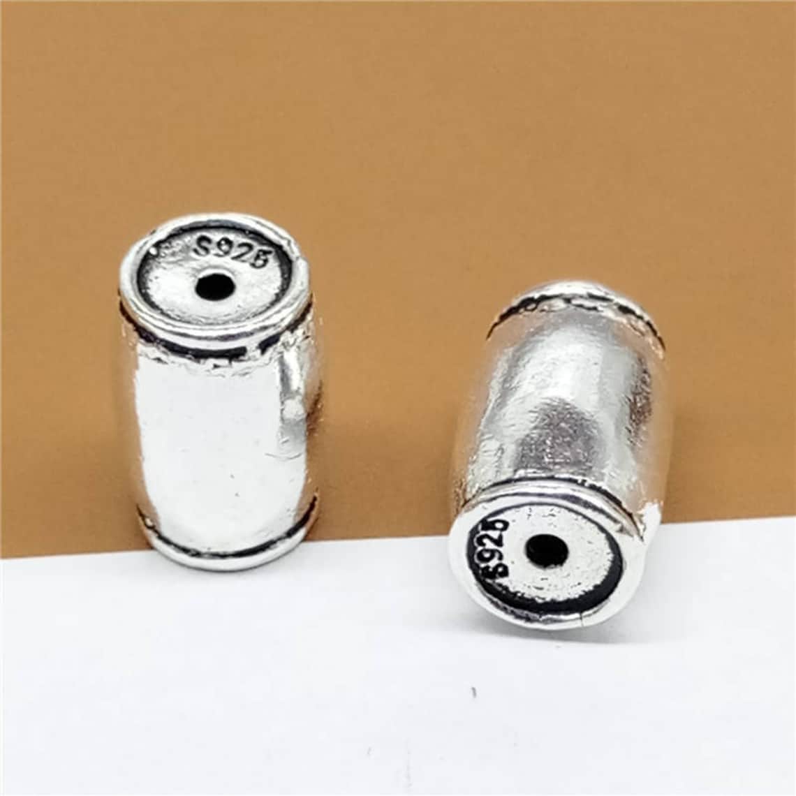 2 Sterling Silver Barrel Beads Sterling Barrel Beads 925 - Etsy