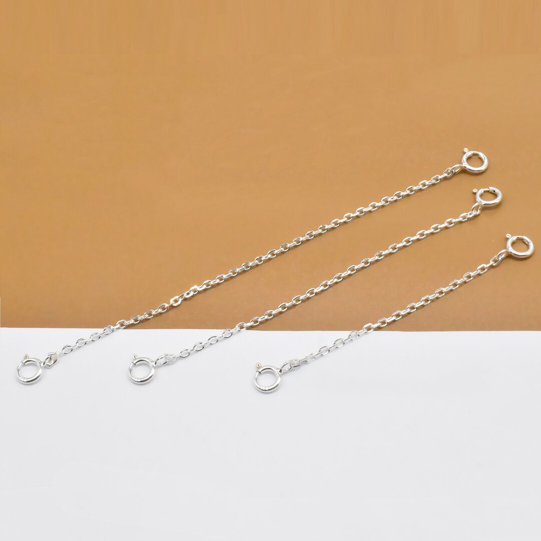 8 Sterling Silver Extension Chains With Spring Ring Clasps, 925 Silver ...