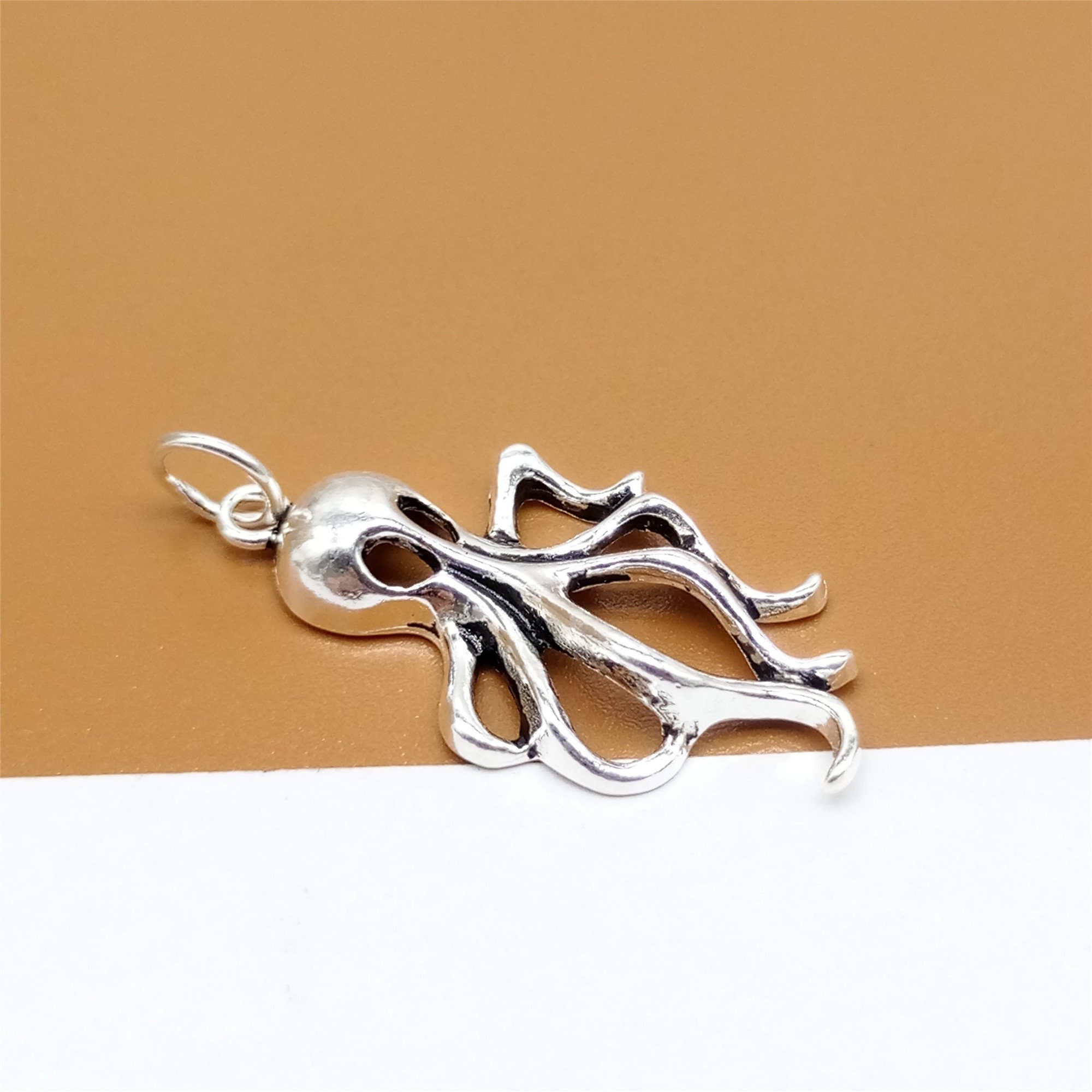 2 Sterling Silver Octopus Charms 925 Silver Octopus Charms | Etsy