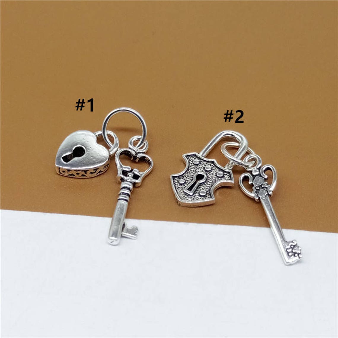 4 Sterling Silver Baby Key and Lock Charms 925 Silver Lock - Etsy