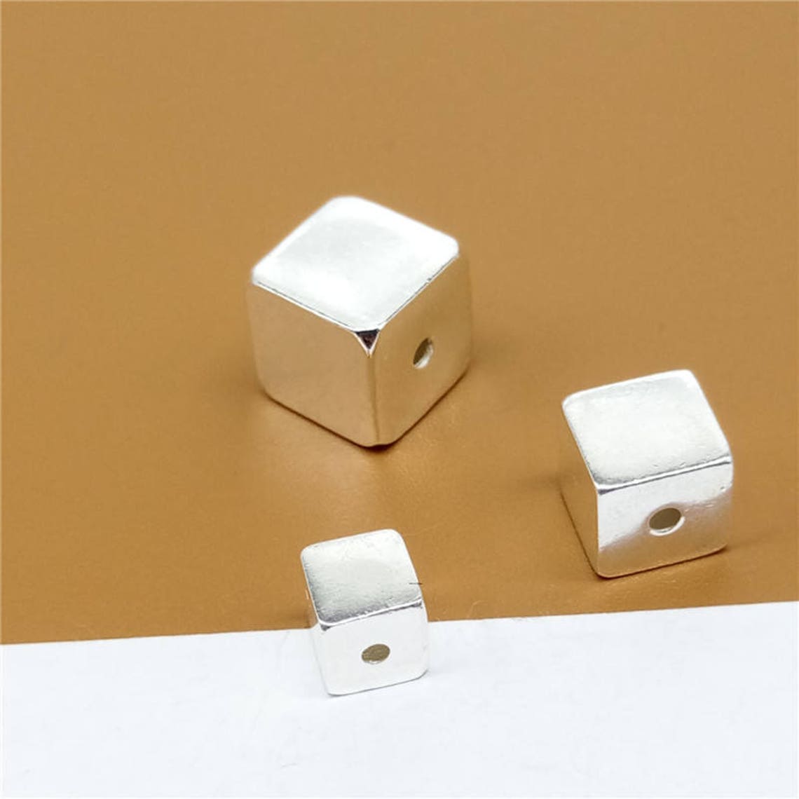 Sterling Silver Cube Beads Sterling Cube Beads 925 Silver - Etsy