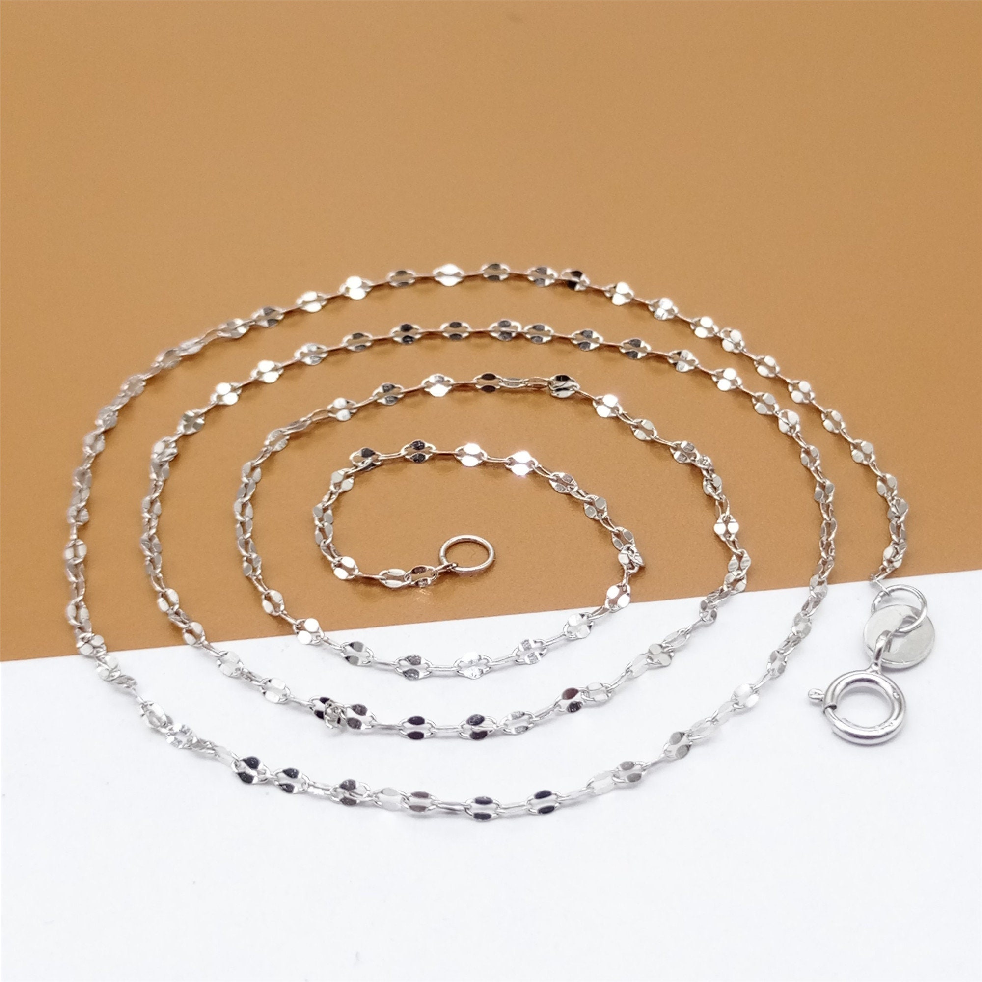 Sterling Silver Cable Chain, Satellite Chain, Snake Chain W/ Rhodium ...