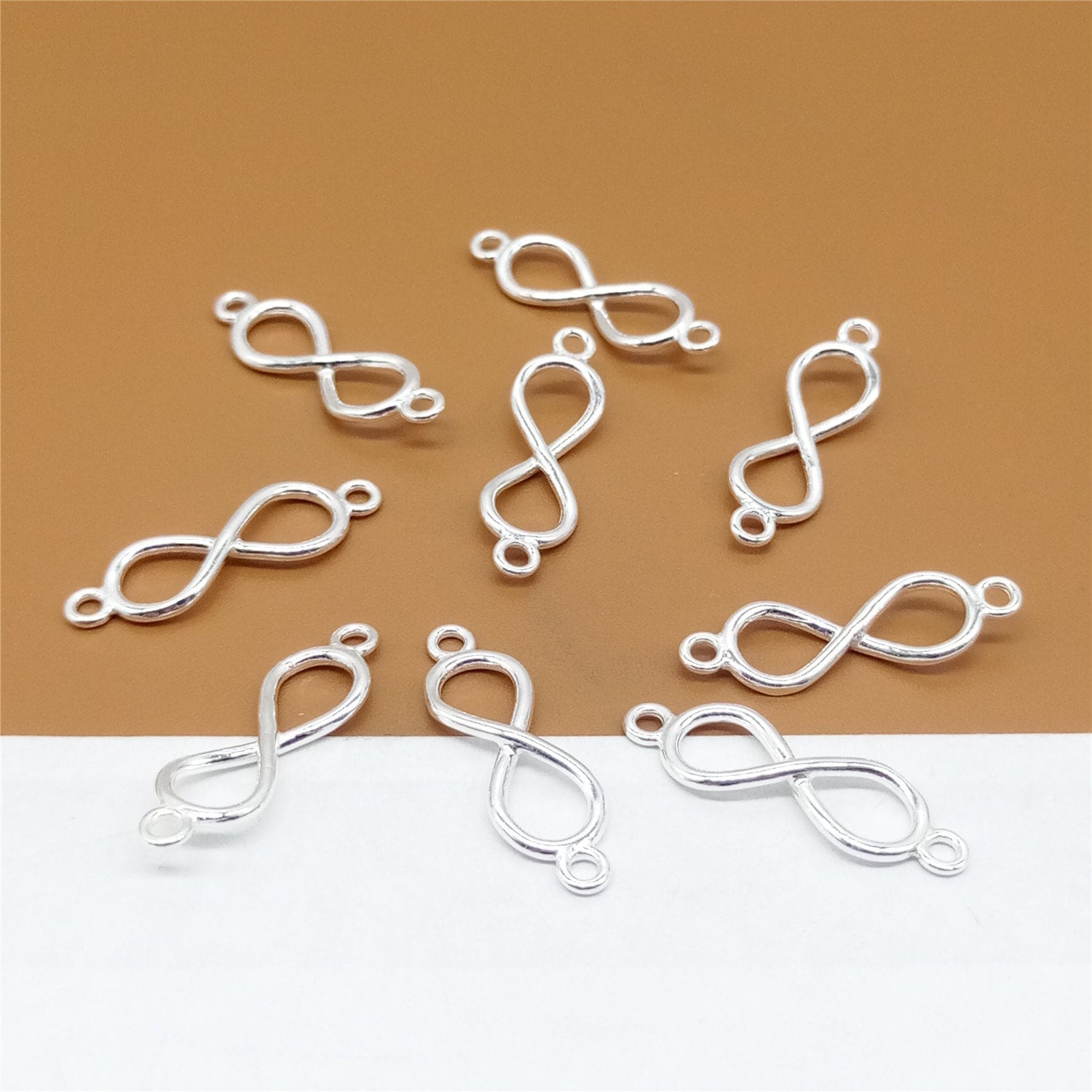 10 Sterling Silver Infinity Connector Charms, 925 Silver Infinity ...