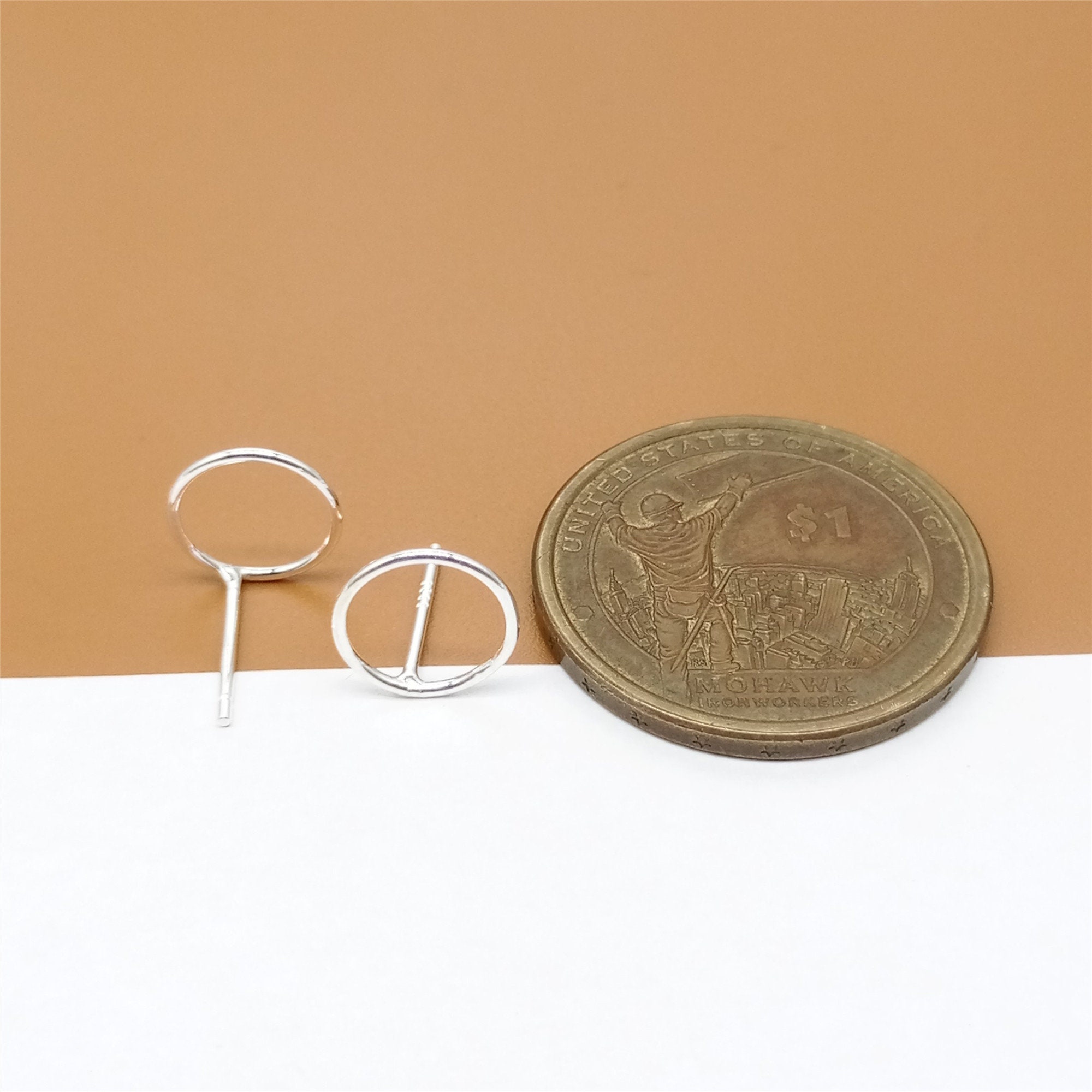 8 Pairs Sterling Silver Circle Earring Post Ring 10mm With | Etsy