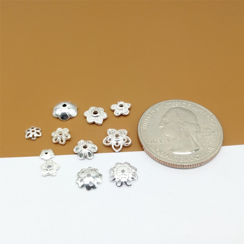 15 Sterling Silver Bead Caps, 925 Sterling Silver Flower Bead Caps ...
