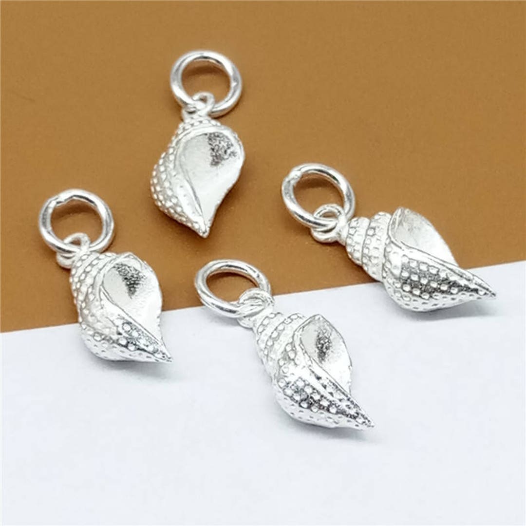 5 Sterling Silver Conch Charm, 3D Conch Seashell Charm for Necklace ...