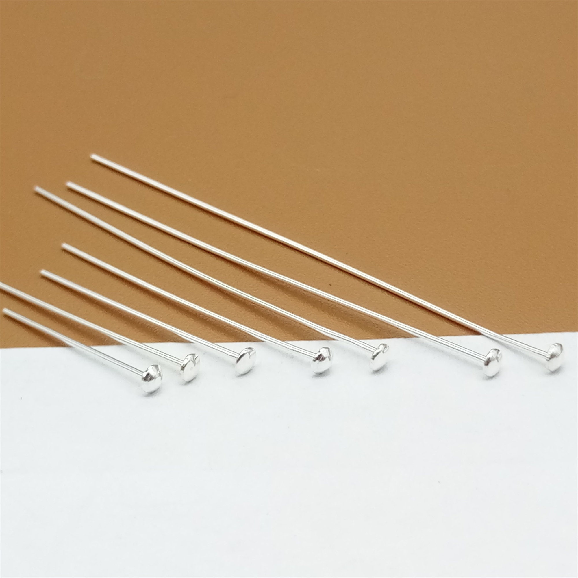 50 Sterling Silver Round Flat Head Pins 925 Silver Flat Round - Etsy