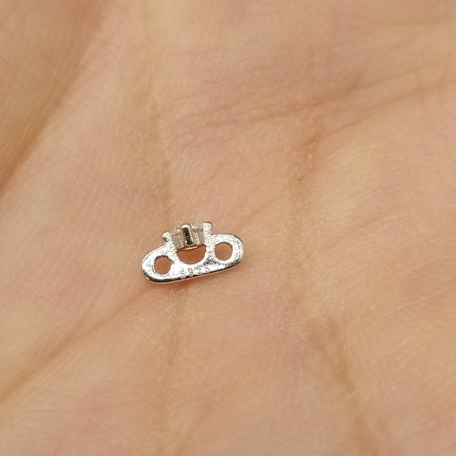 10 Sterling Silver TINY Double Spacer Bead W/ CZ, 925 Silver Rhodium ...