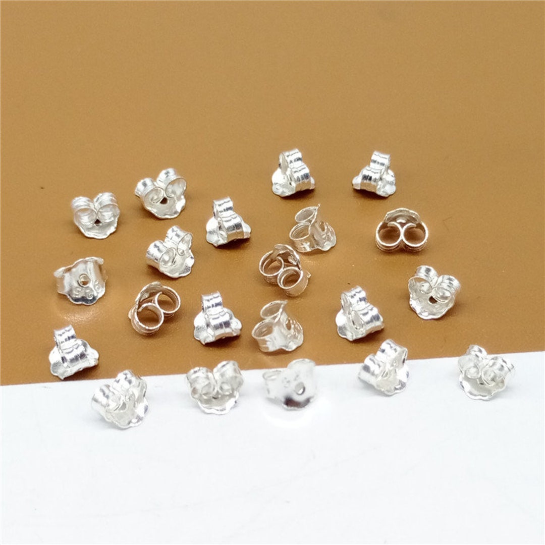 80 Sterling Silver Ear Nuts, Earring Backs, Earring Backing, 925 Silver ...