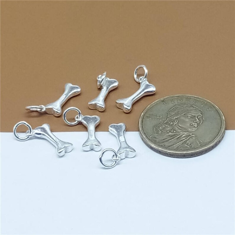 5 Sterling Silver Dog Bone Charms 925 Silver Dog Charms 3D - Etsy