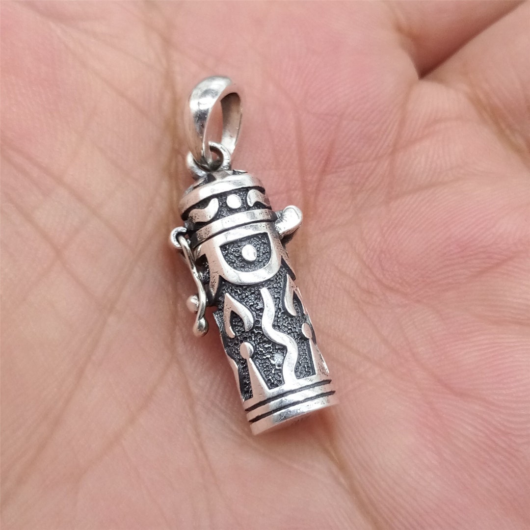 Sterling Silver Cylinder Locket Charm, 925 Silver Cylinder Prayer Box ...