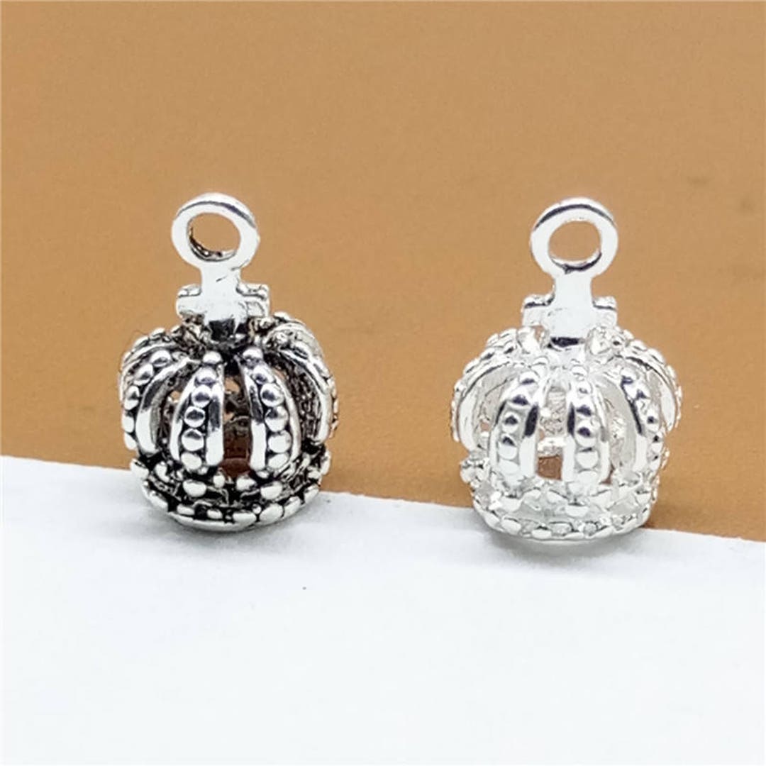 5 Sterling Silver Tiny Crown Charms, 925 Silver Crown Charms, Small ...