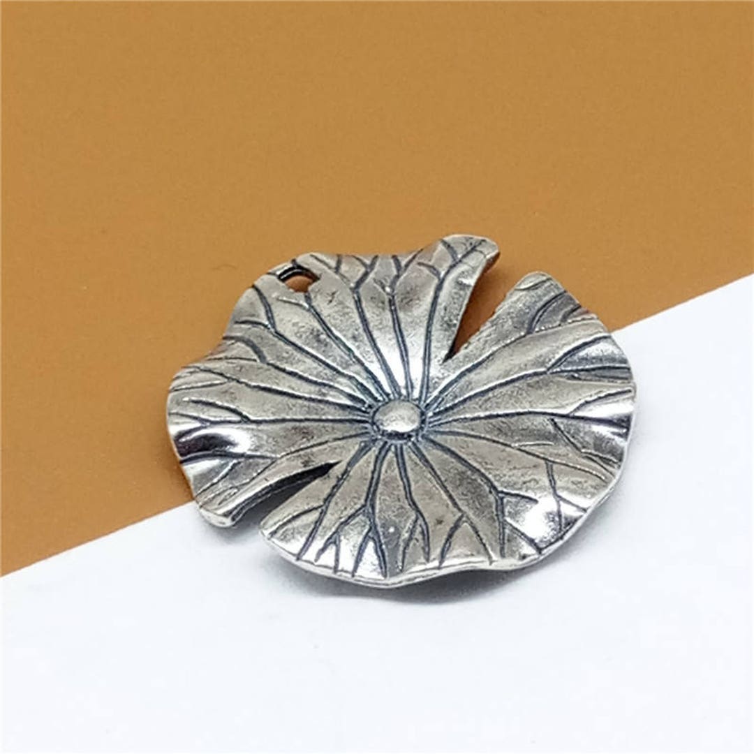 Sterling Silver Lotus Flower Round Charms, 925 Silver Lotus Disc ...