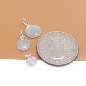 5 Sterling Silver Disc Charms, Round Disc Charm, 925 Silver Disc Charm ...