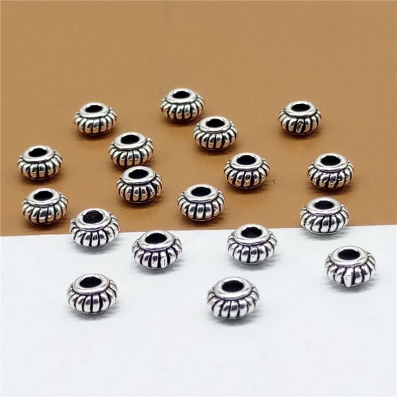 20 Sterling Silver Spacer Beads 5mm, 925 Silver Spacer Beads, Gear ...